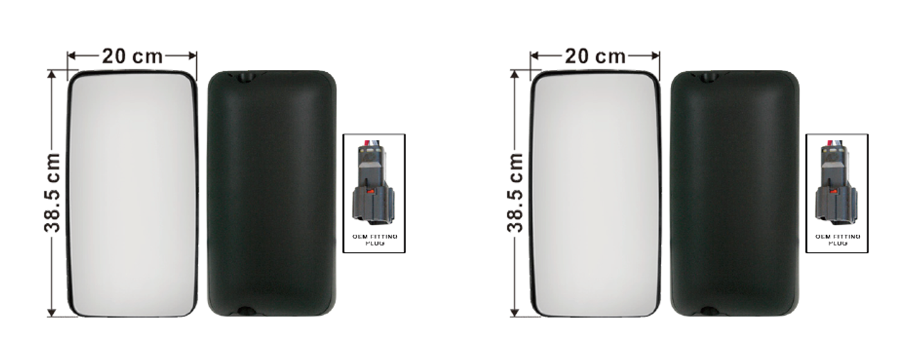 Hino Large Flat Electric & Heated Mirror Kit - 500 Series 2010 On & 70 ...